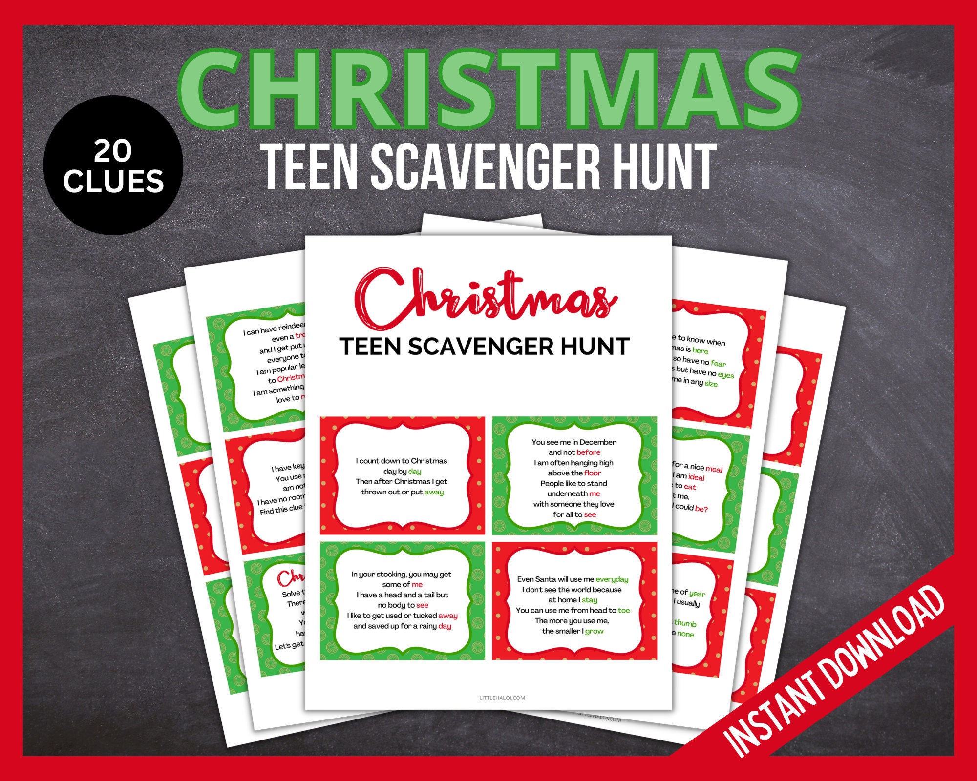 Teen Christmas Scavenger Hunt Riddles, Christmas Treasure Hunt Clues ...
