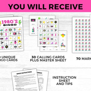 1980s Bingo Game, 80s Retro Party Game, 50 Printable 80s Bingo Cards ...