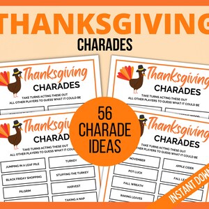 Thanksgiving Charades, Thanksgiving Printable Games, Family Game ...