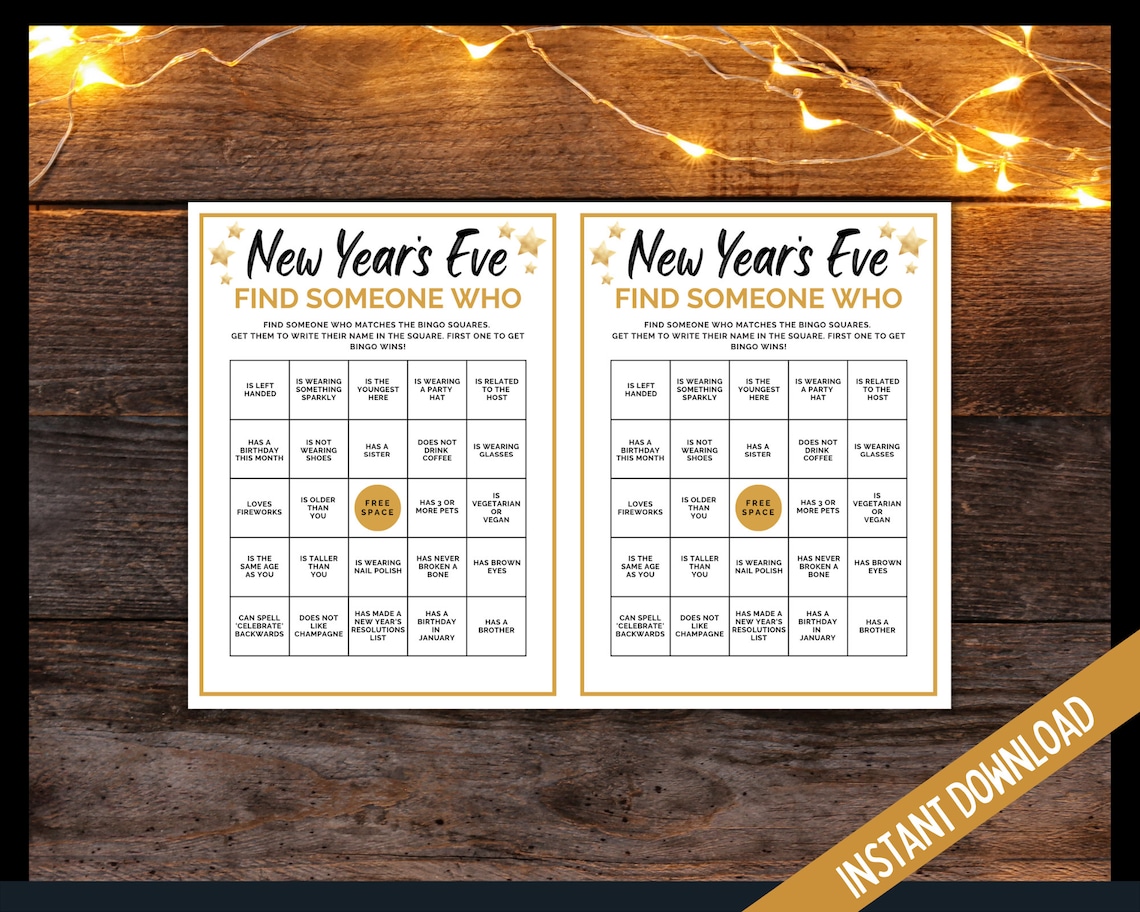 New Year's Eve Find Someone Who New Years Eve Bingo Game - Etsy