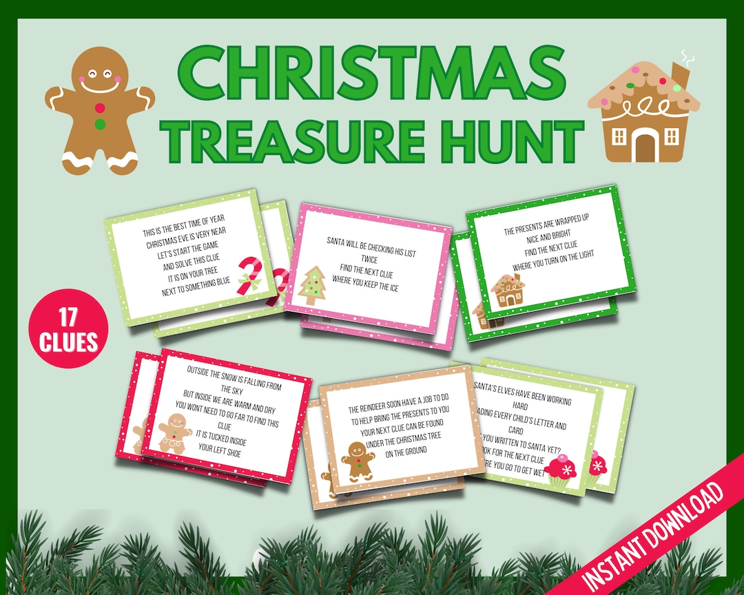 Christmas Scavenger Hunt, Christmas Elf Treasure Hunt, Gingerbread ...