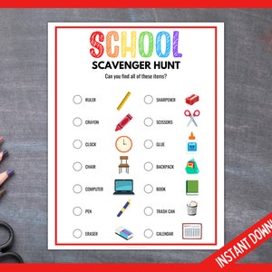 School Scavenger Hunt, Classroom Activity, School Treasure Hunt ...