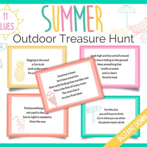 Summer Treasure Hunt Clues, Outdoor Treasure Hunt Clues, Summer ...