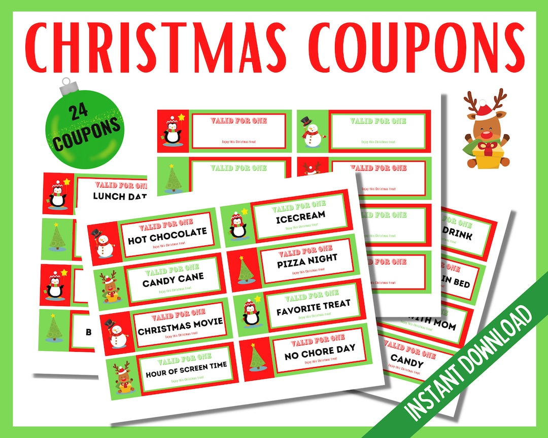 Christmas Coupons, Christmas Coupon Book for Kids, Printable Christmas ...
