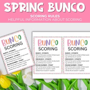 Spring Bunco Printable Party Pack and Scorecards, Bunco Game Rules ...