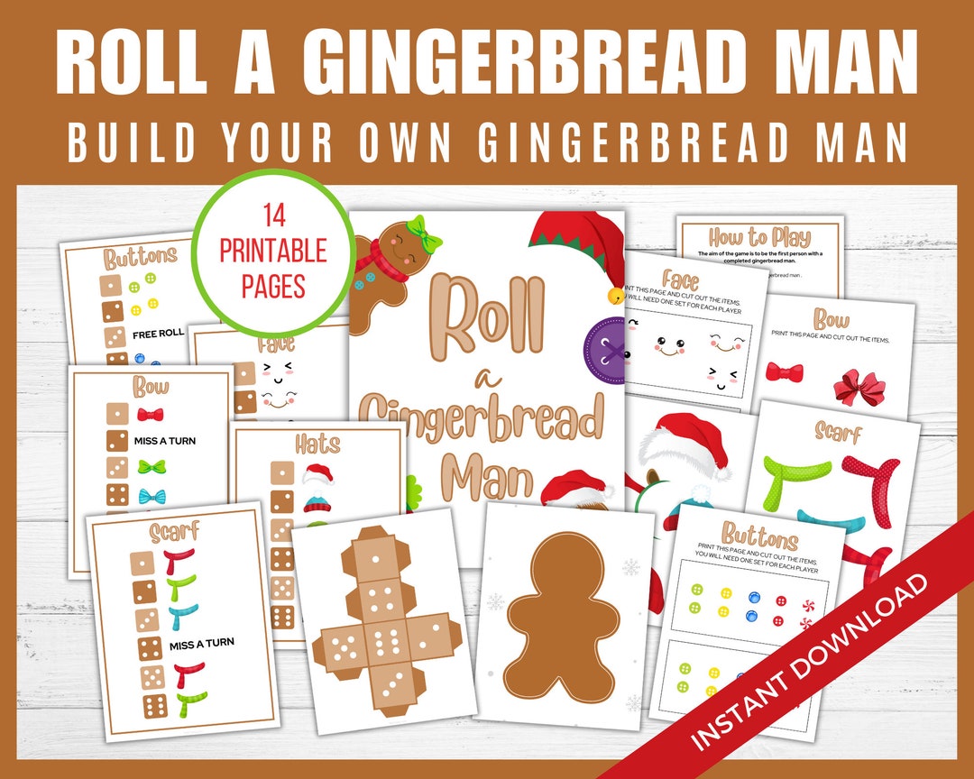 Roll a Gingerbread Man Game, Build a Gingerbread Man, Christmas ...