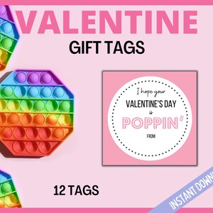 Valentine's Day Pink Poppin Gift Tags, Valentines Day Pop It Gift Tags ...