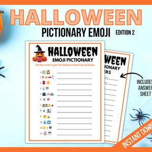 Halloween Emoji Pictionary Bundle, Halloween Pictionary, Halloween ...