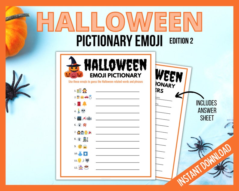 Halloween Emoji Pictionary Edition 2 Halloween Pictionary - Etsy