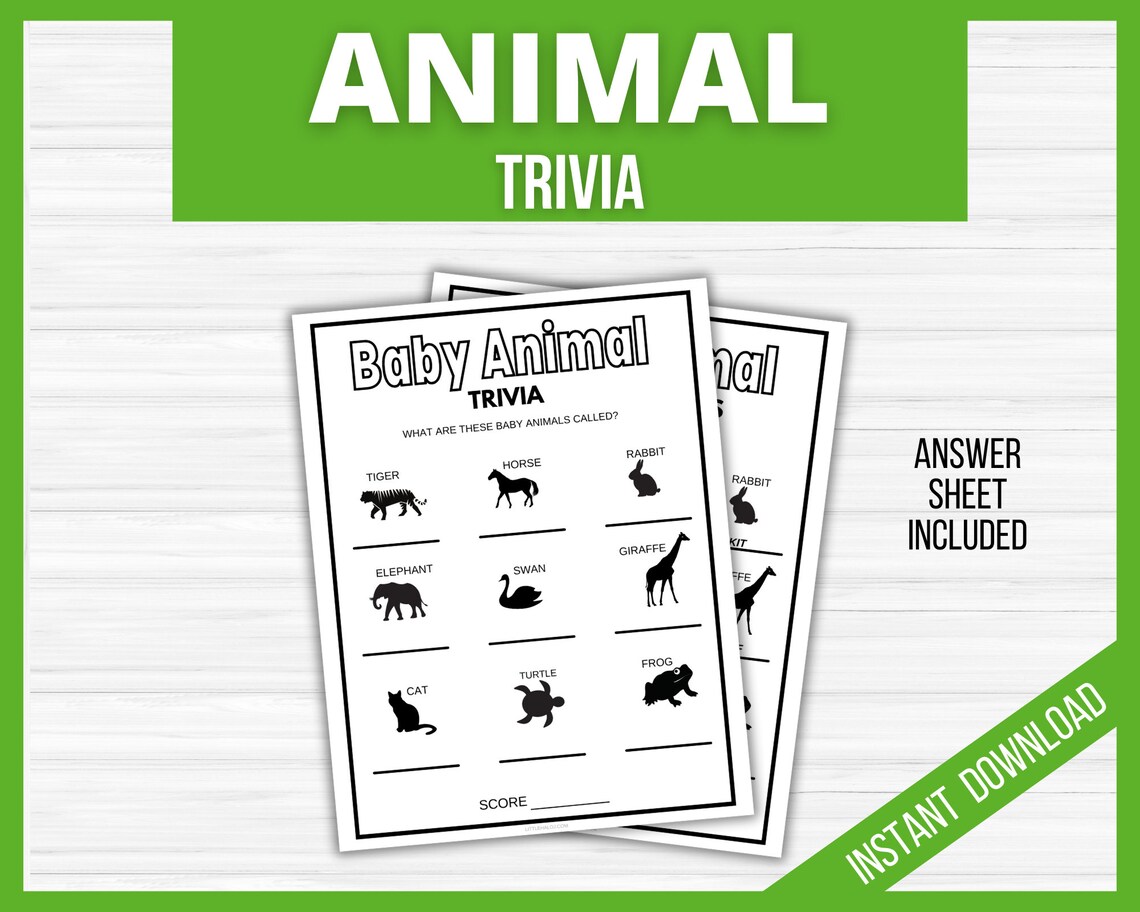 Animal Trivia Printable Game for Seniors, Adults and Kids, Classroom ...
