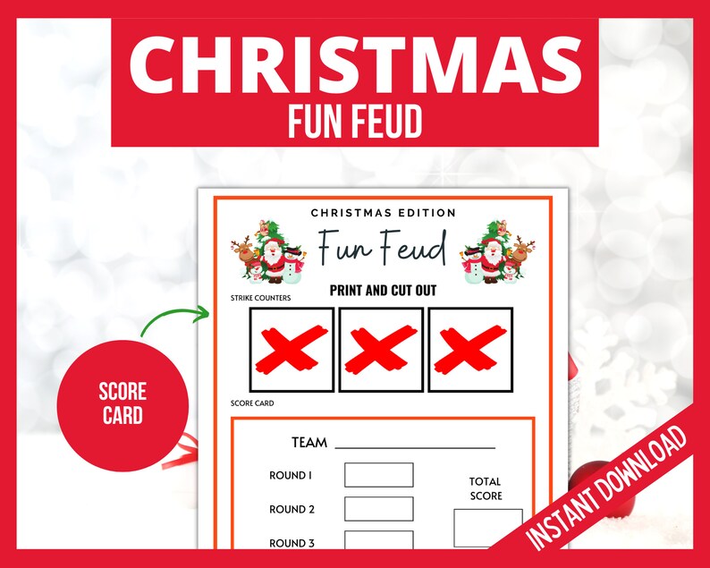 Christmas Feud Game, Printable Family Game, Christmas Friendly Feud ...