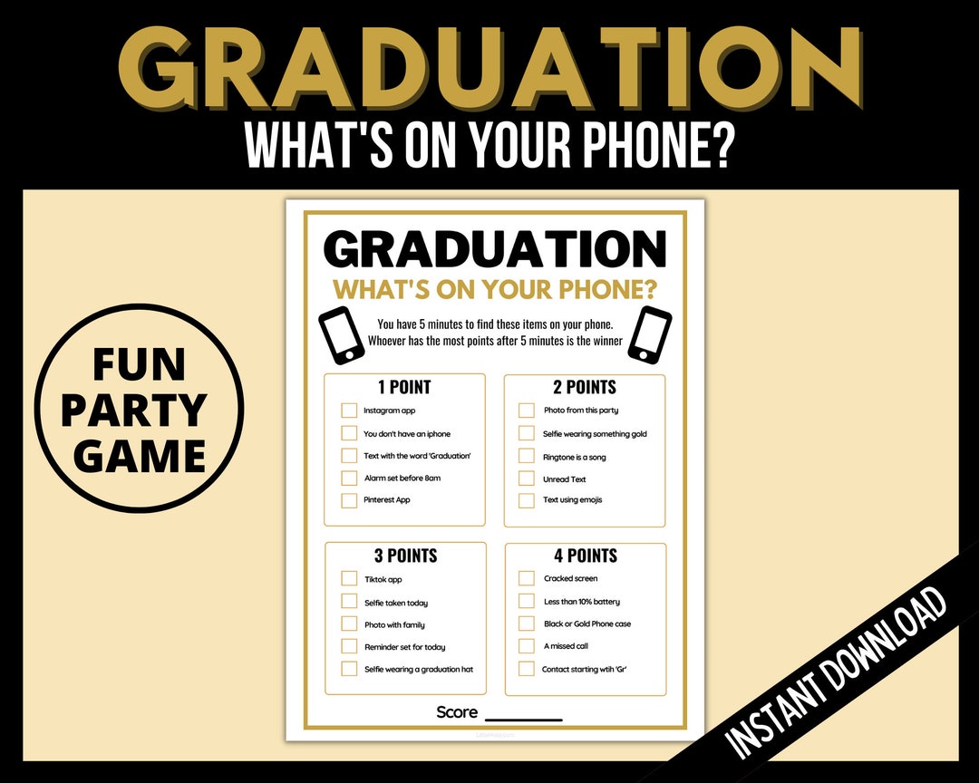 Graduation What's on Your Phone, Printable Graduation Game, College or ...