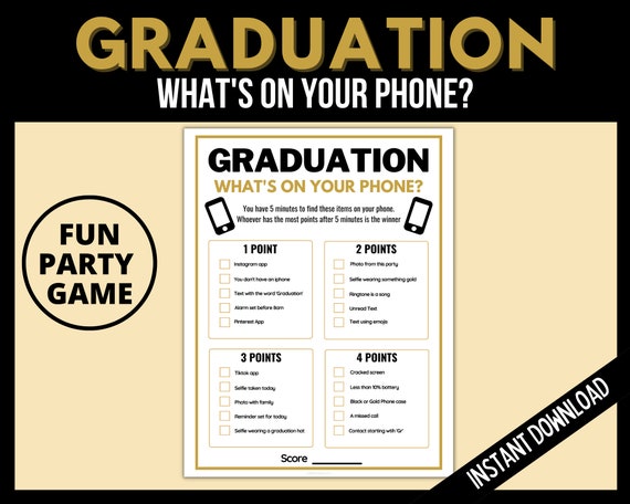Graduation What's On Your Phone, Printable Graduation Game, College or ...