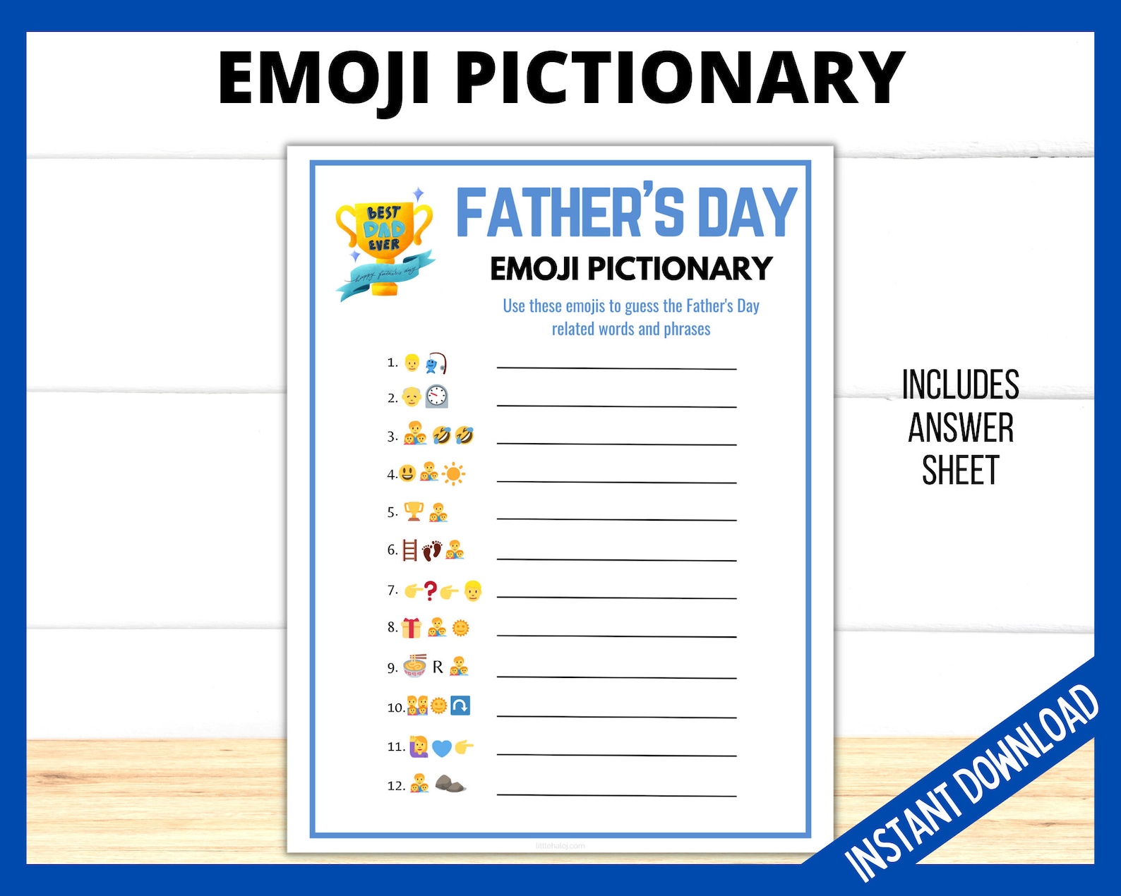 Father's Day Emoji Pictionary, Dad Game, Fathers Day Printable Games ...
