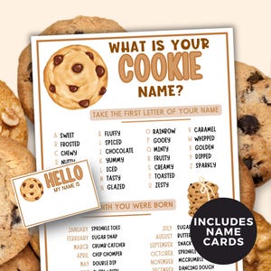 What's Your Cookie Name, Printable Game, Cookie Birthday Party, Adults ...