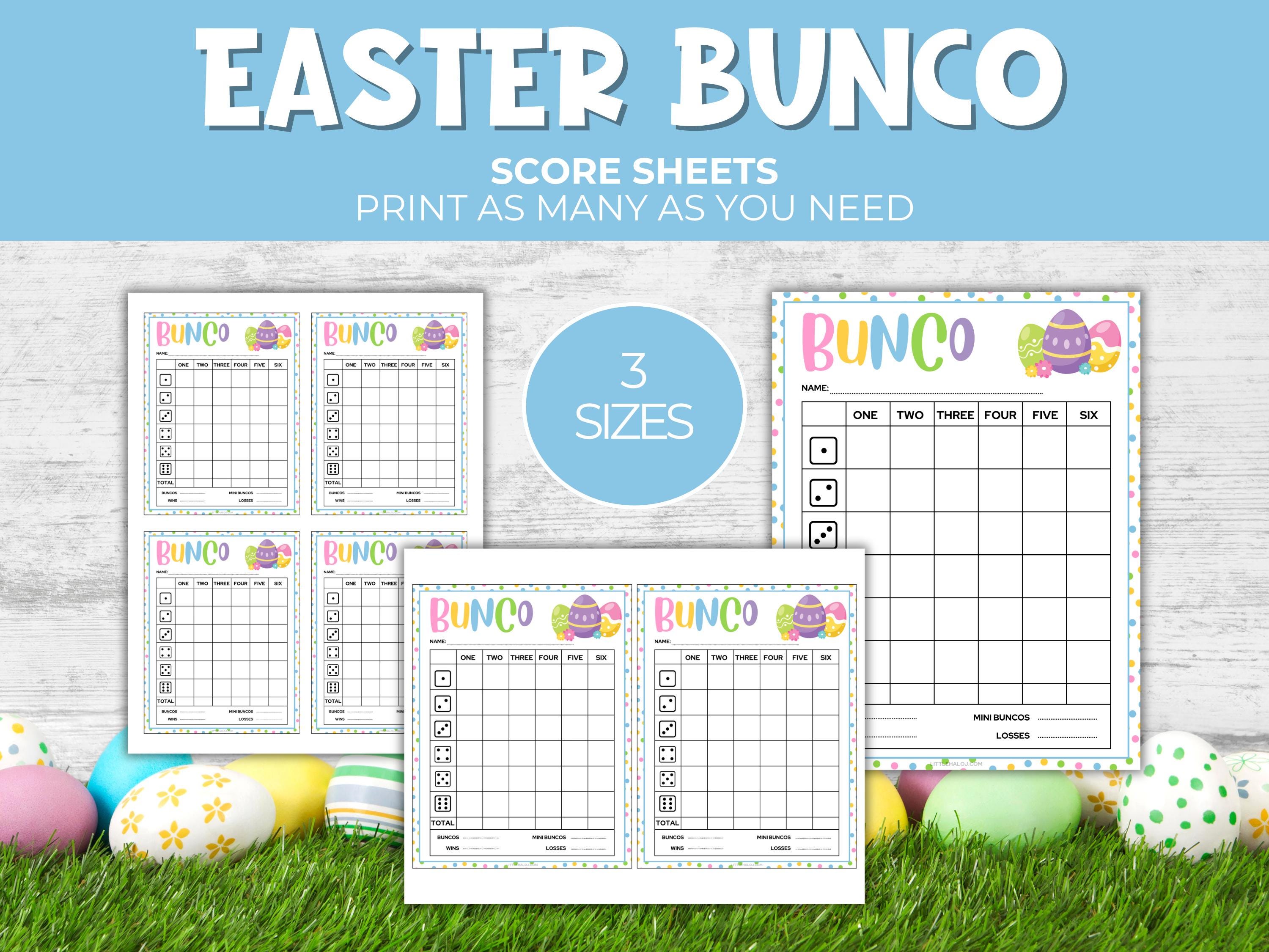 Easter Bunco Printable Party Pack and Scorecards, Bunco Game Rules ...