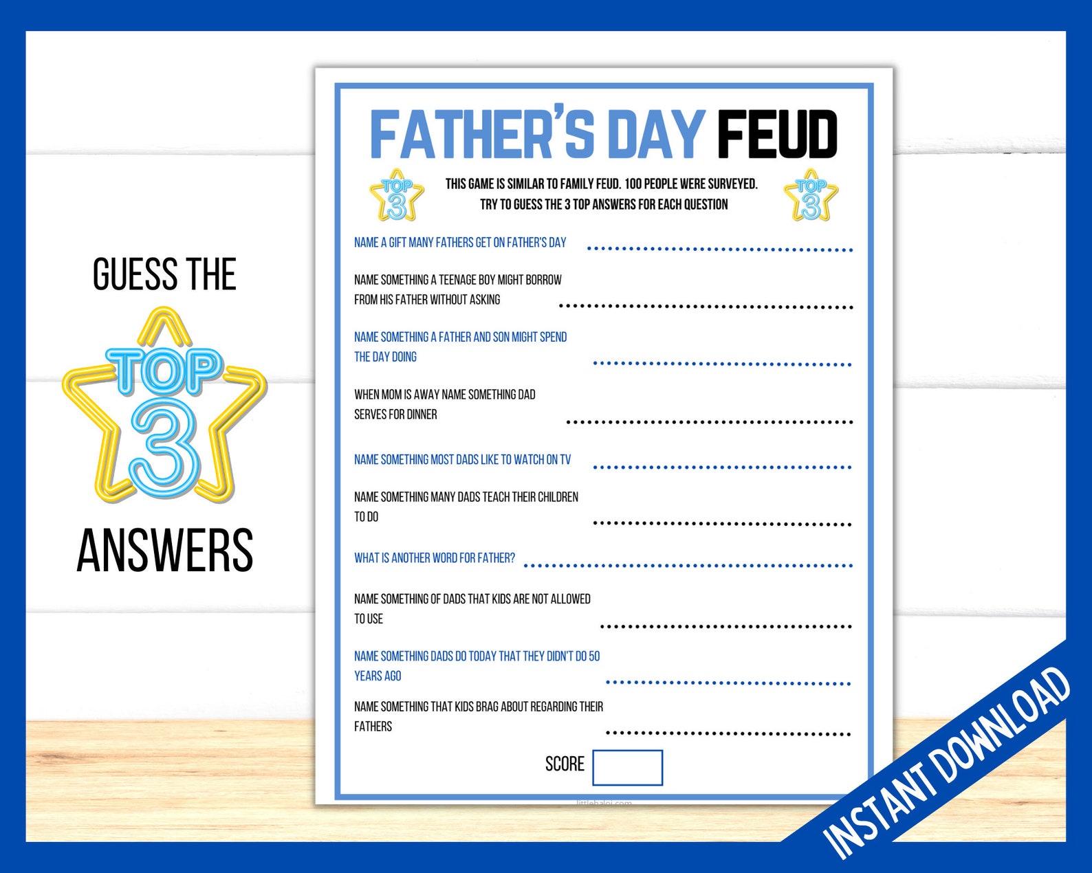 Father's Day Feud Game, Fun Dad Games, Father's Day Game for Kids ...