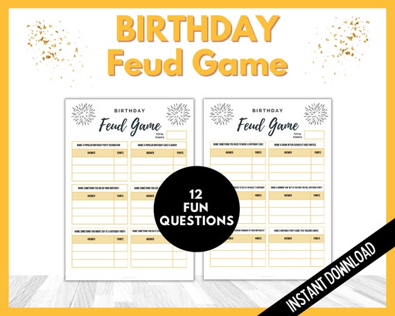 Birthday Feud Game, Birthday Trivia, Family Games, Fun Birthday Party ...