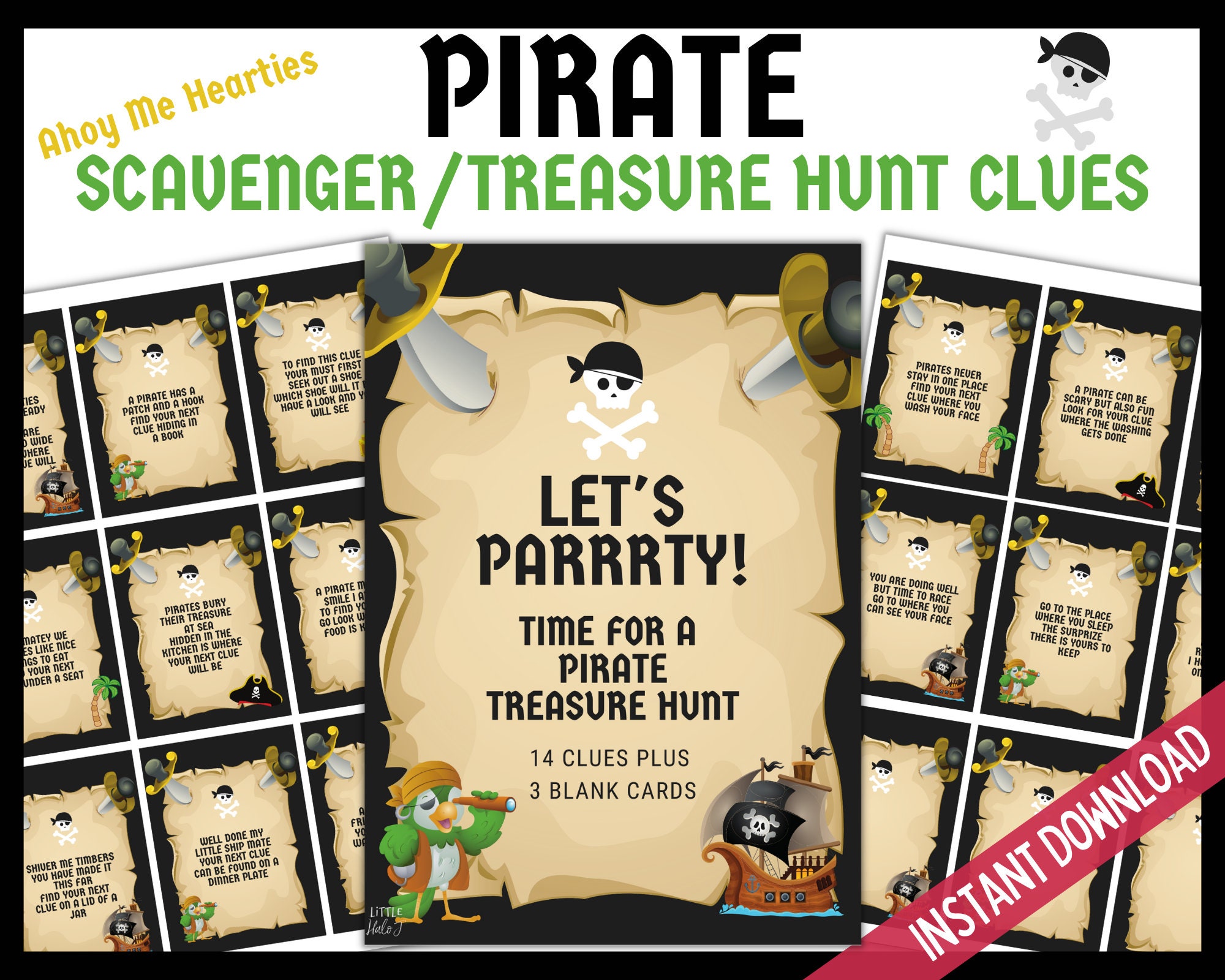 Pirate Treasure Hunt Clues Pirate Scavenger Hunt Pirate | Etsy