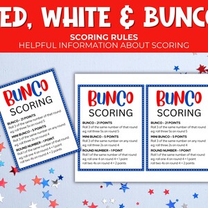 Red White and Blue Bunco Printable Party Pack and Scorecards, Patriotic ...