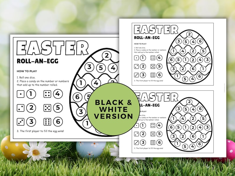 Easter Egg Roll and Cover Game, Easter Kids Games Printable , Easter ...