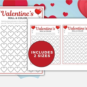 Roll and Color Valentines Day Printable Game, Valentines Activity for ...
