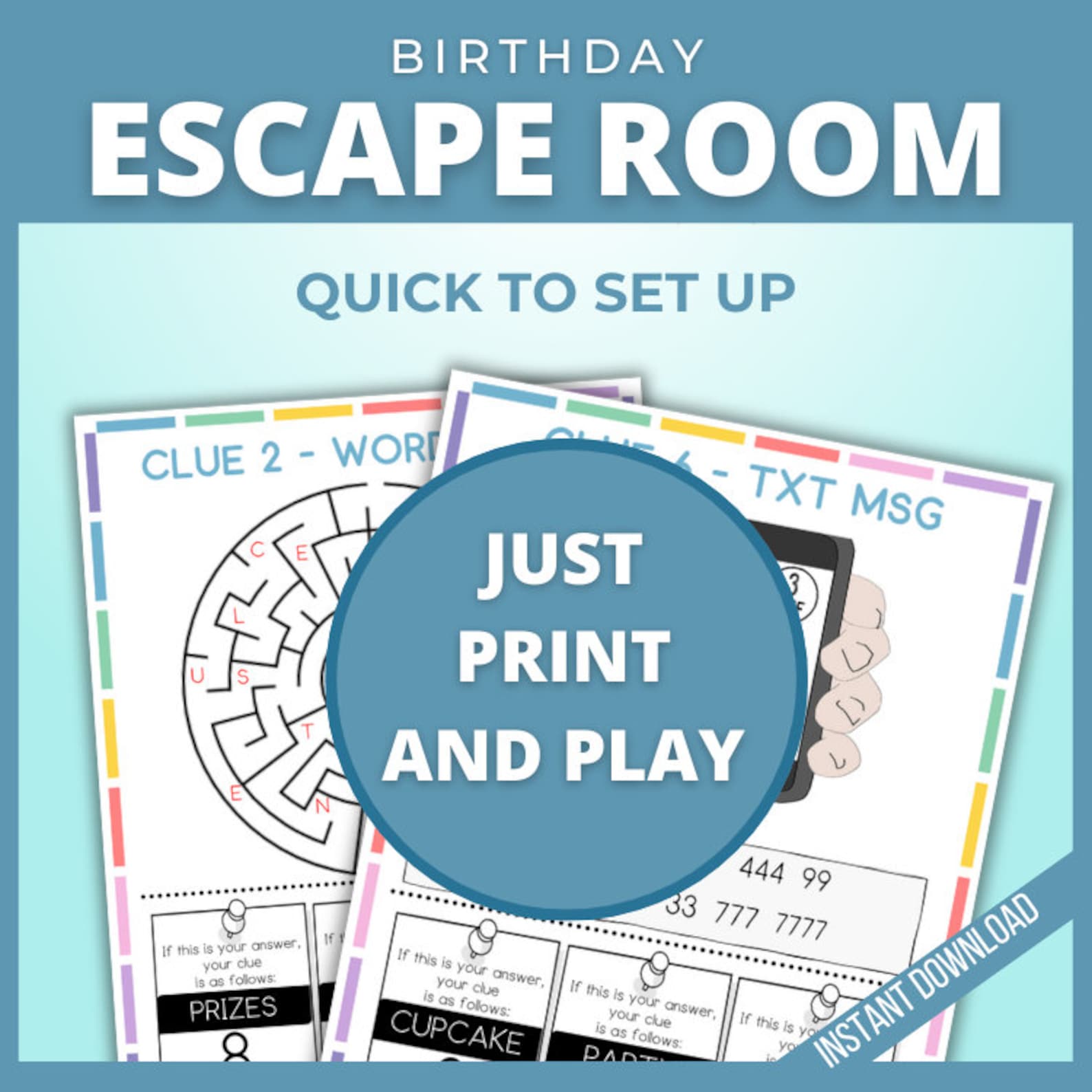 Birthday Escape Room, Printable Treasure Hunt, Kids Birthday Puzzles ...