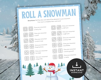 Roll a Snowman Printable Game, Christmas Games for Kids, Winter ...