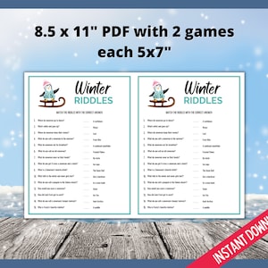 Winter Riddles, Fun Cold Weather Game, Holiday Party Game, Wintertime ...