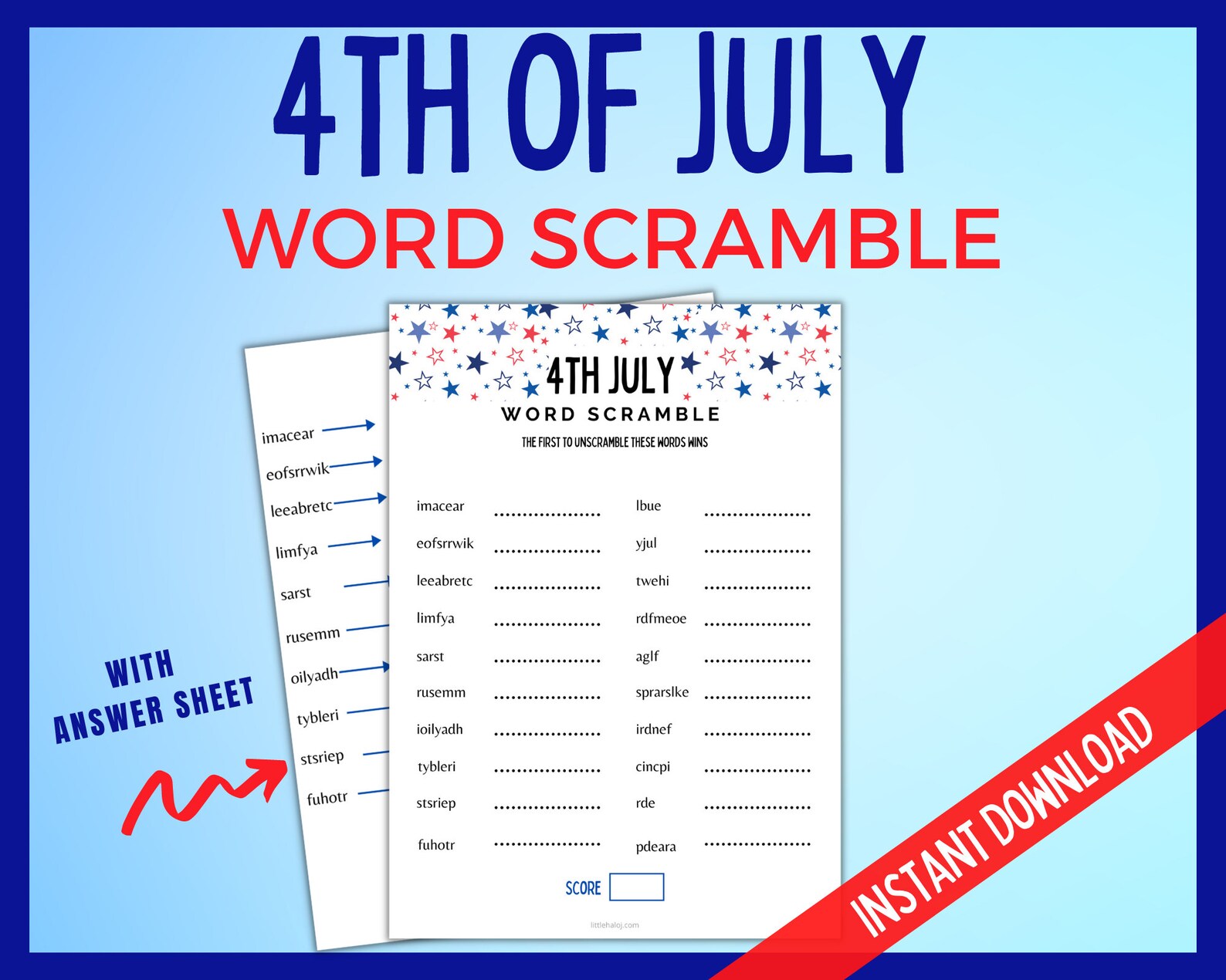 4th of July Word Scramble 4th of July Party Games Fourth of | Etsy