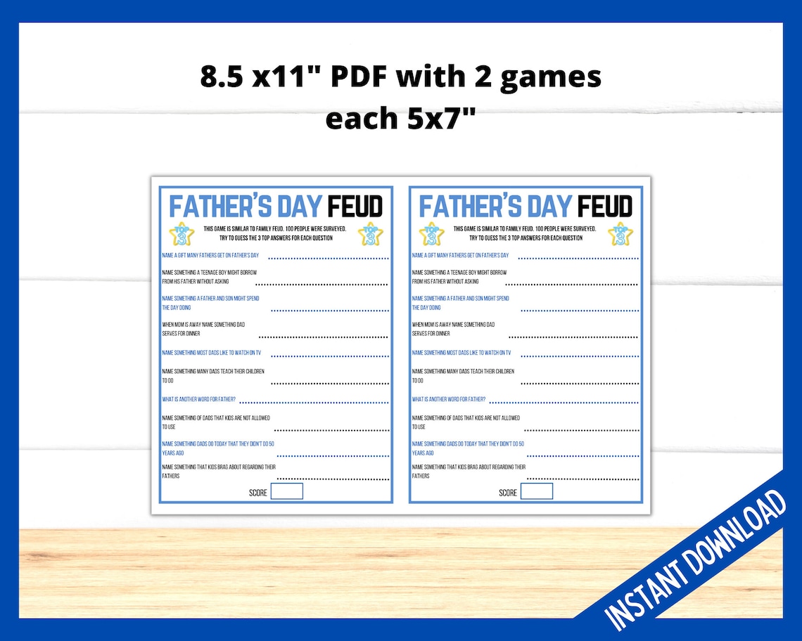 Father's Day Feud Game, Fun Dad Games, Father's Day Game for Kids ...