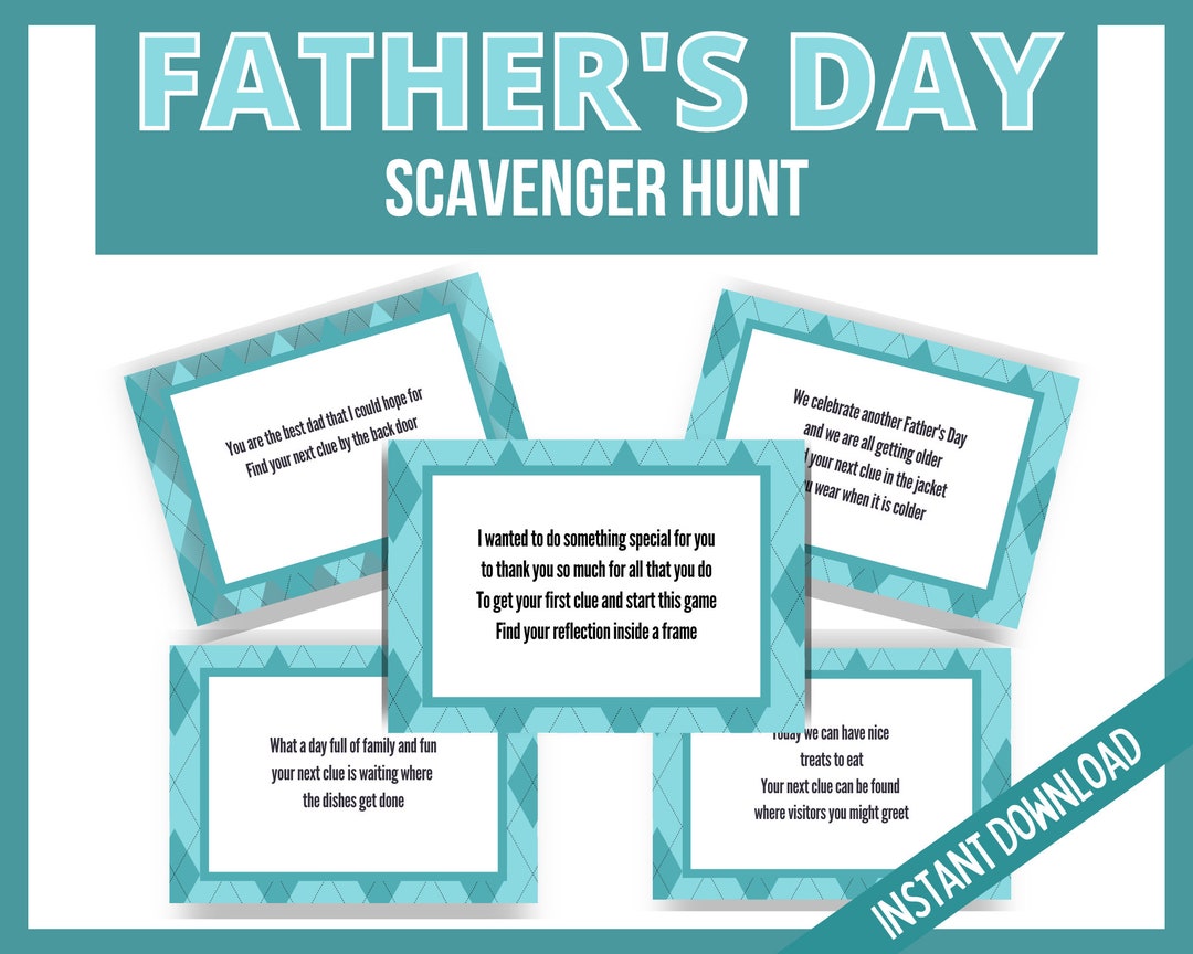 Father's Day Treasure Hunt, Fathers Day Scavenger Hunt, Fun Dad ...
