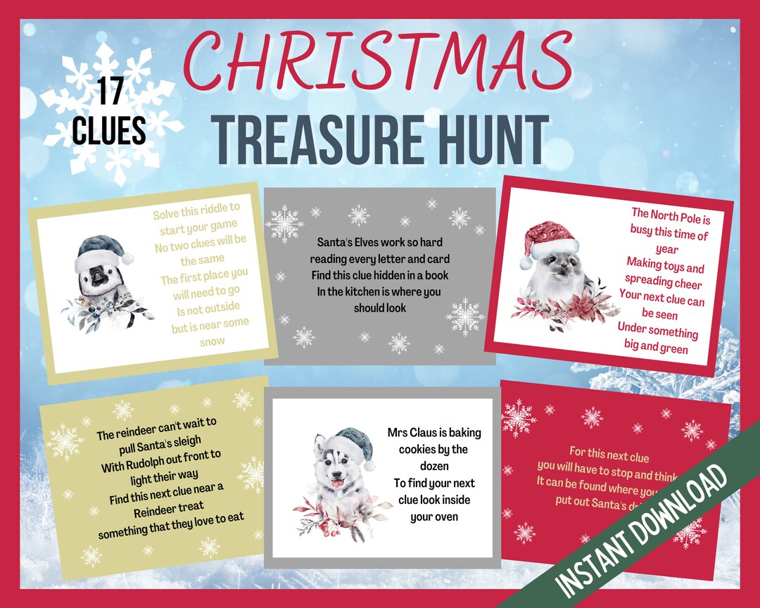 Christmas Treasure Hunt, Christmas Scavenger Hunt, Christmas Party ...