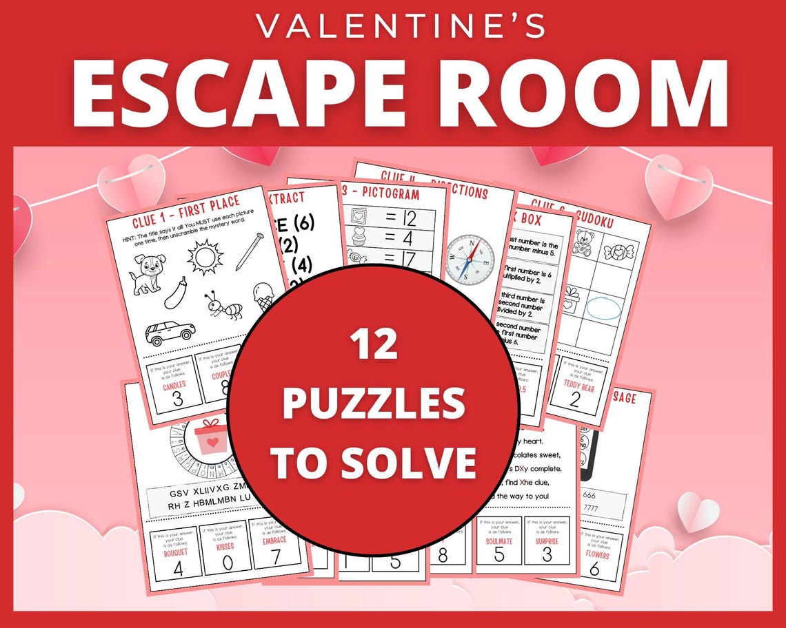 Valentines Day Escape Room, Printable Treasure Hunt, Kids Valentines ...