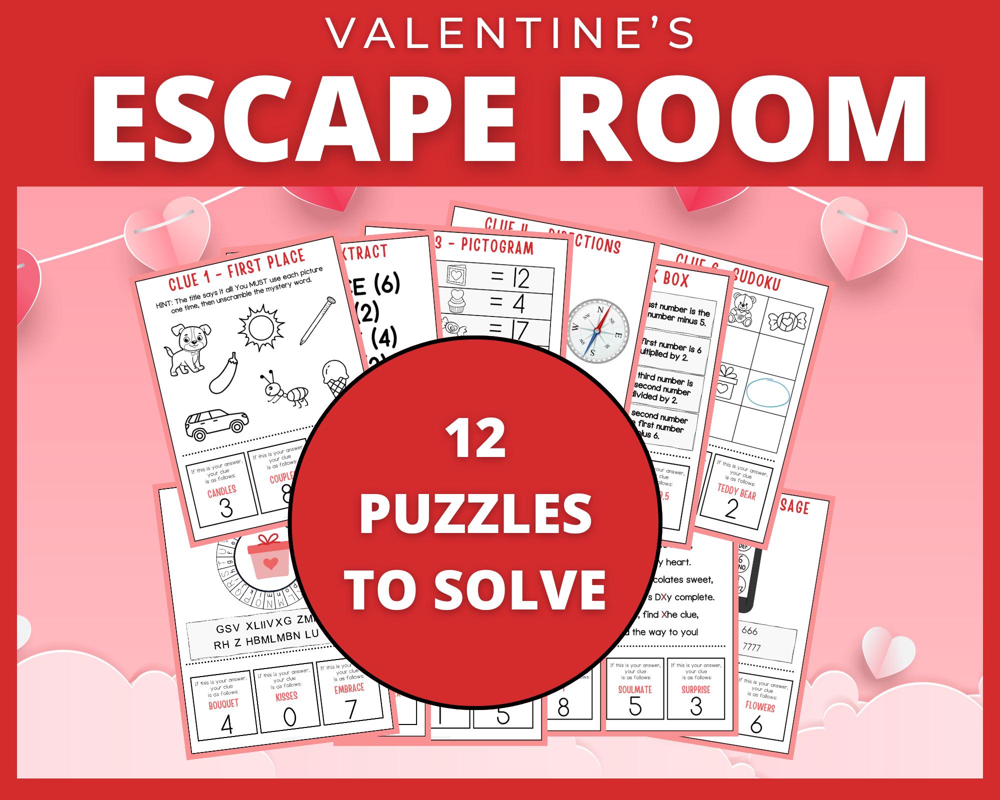 Valentines Day Escape Room, Printable Treasure Hunt, Kids Valentines ...