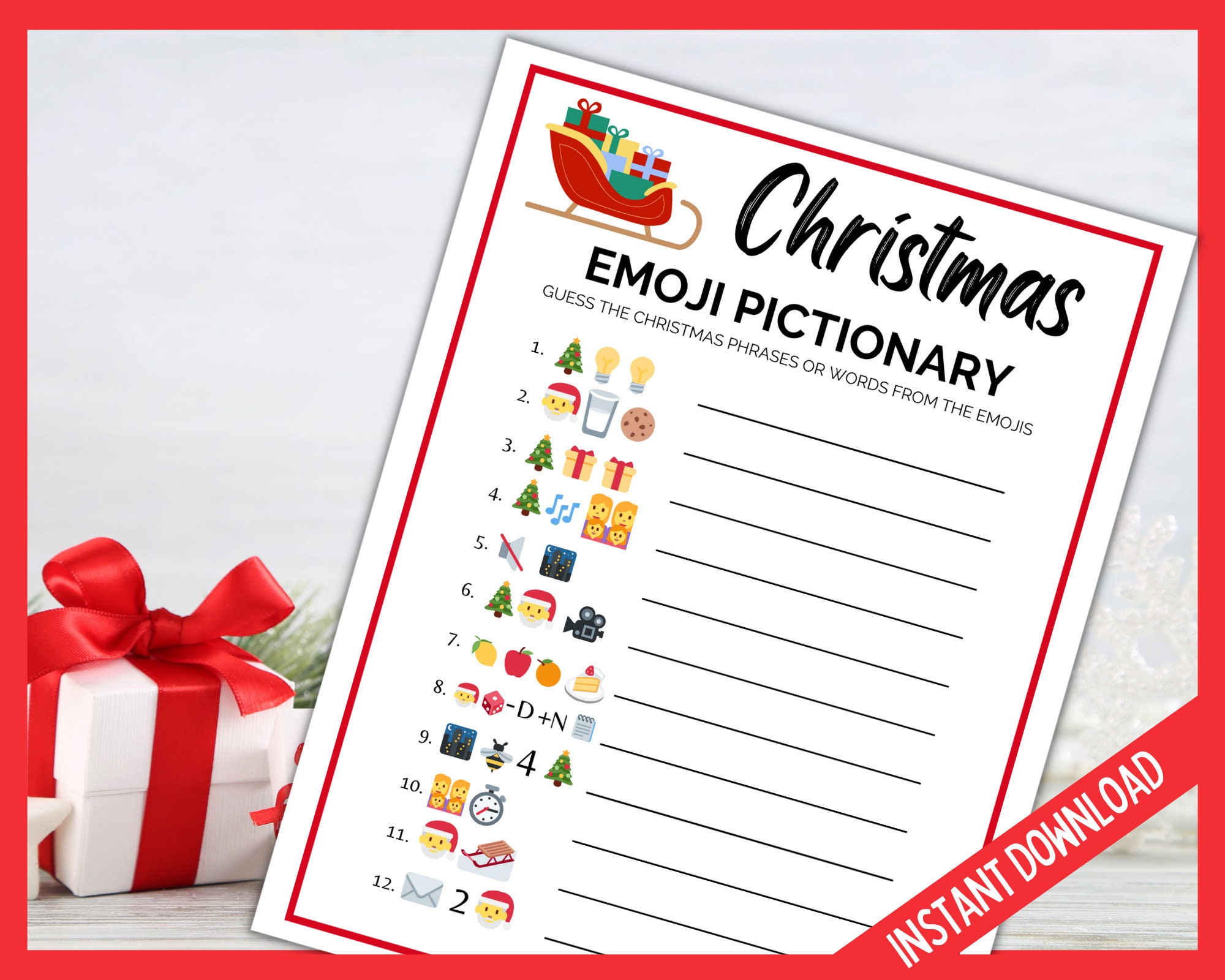 Christmas Emoji Pictionary Game, Fun Christmas Game, Xmas Emoji Game ...
