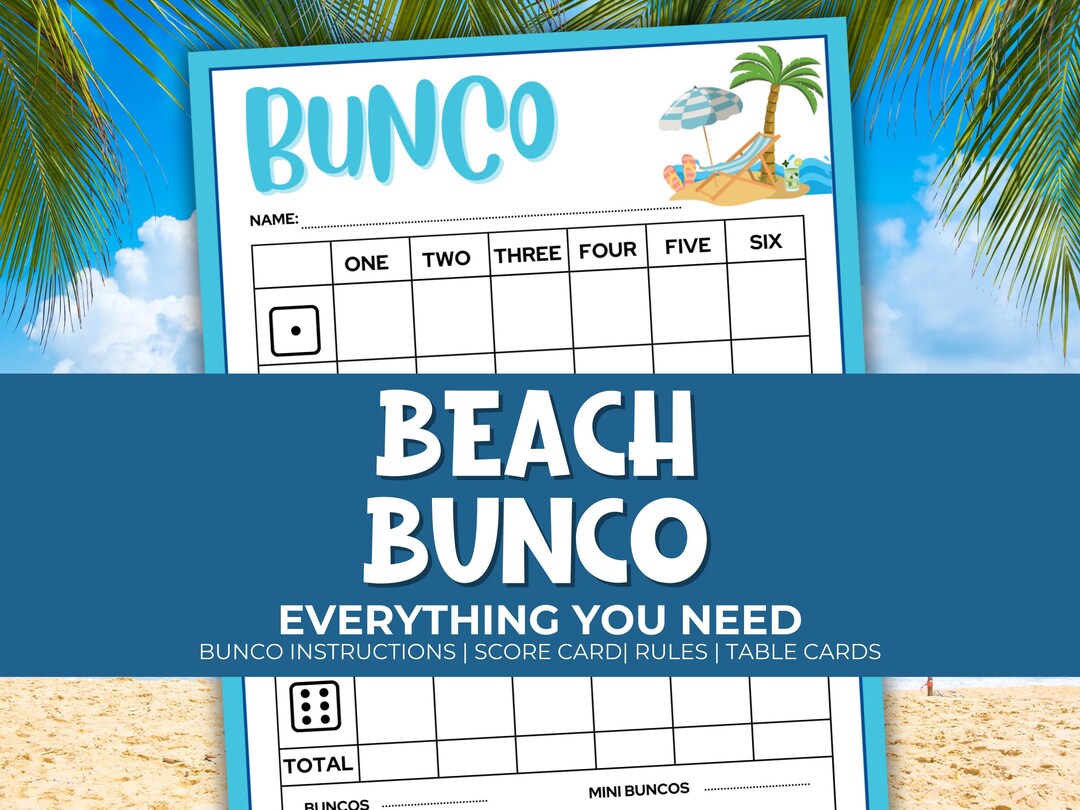 Beach Bunco Printable Party Pack and Scorecards, Bunco Game Rules ...