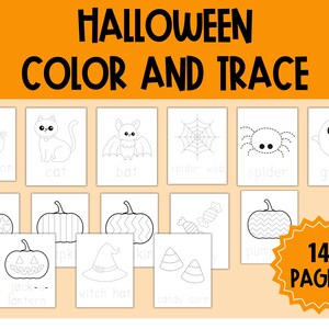Halloween Trace and Color, Kids Halloween Classroom Coloring Pages ...