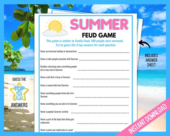 Summer Feud Game Fun Summer Games Summer Games for Kids - Etsy