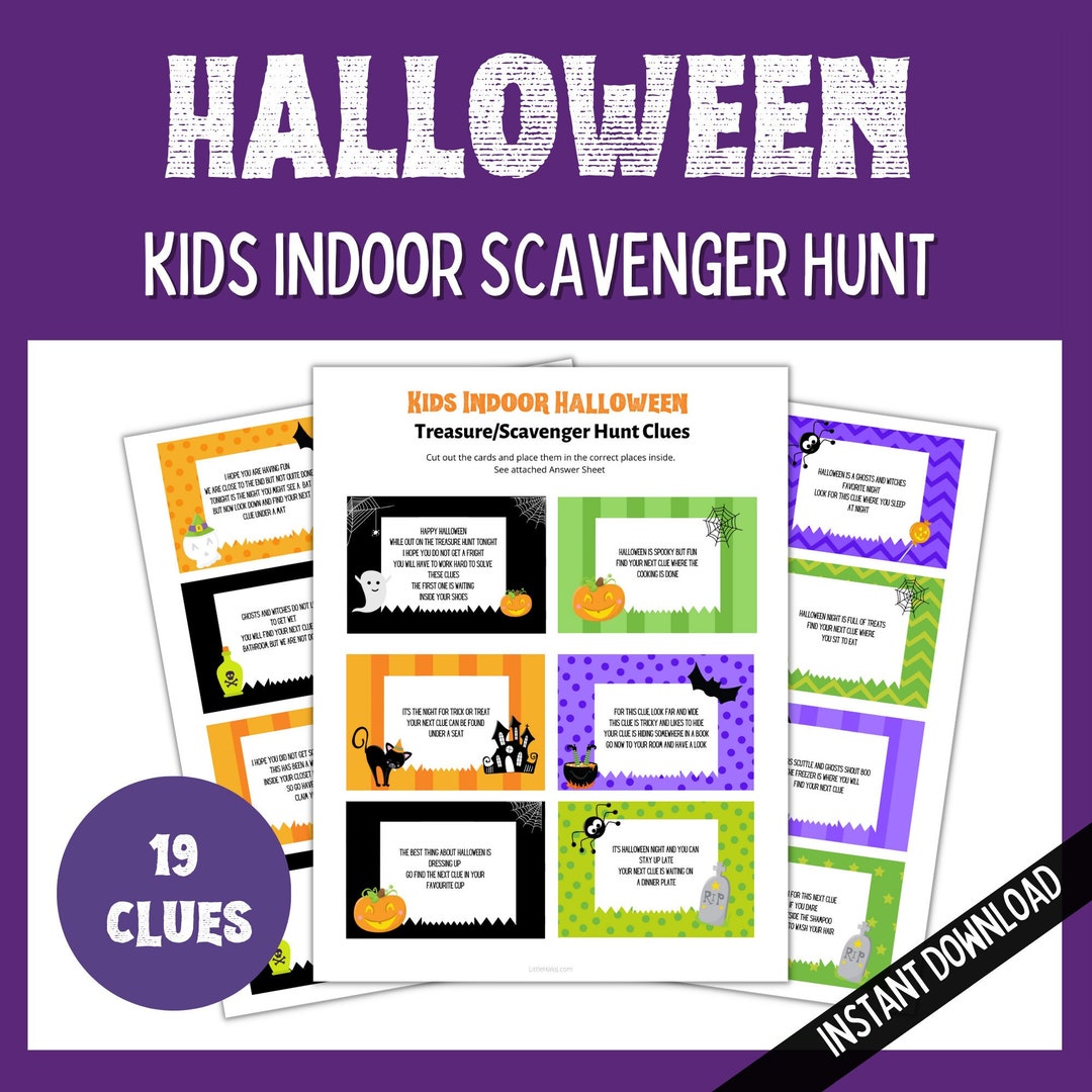 Kids Indoor Halloween Scavenger Hunt,halloween Party Games for Kids ...