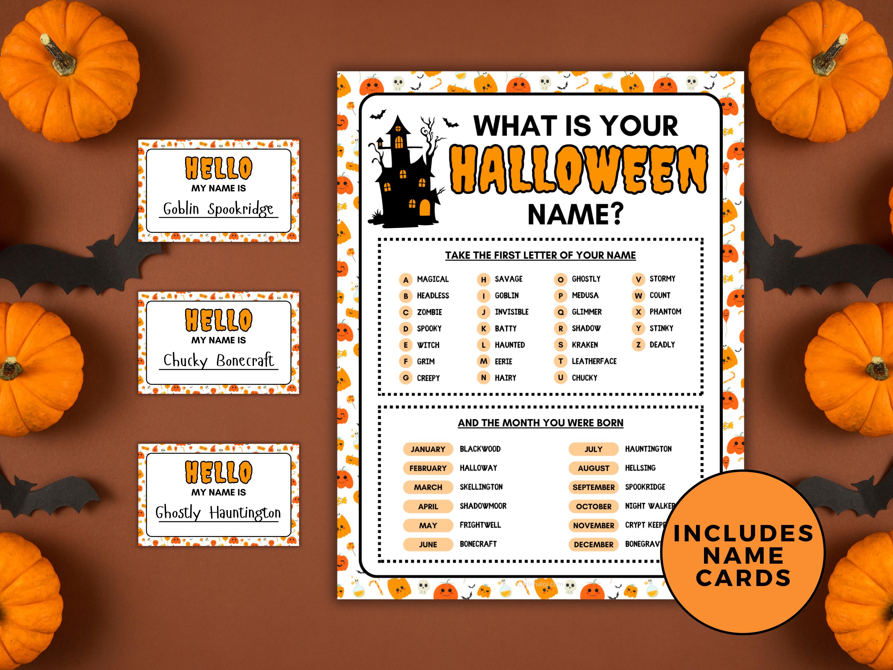 What's Your Halloween Name, Halloween Printable Game, Halloween Party ...