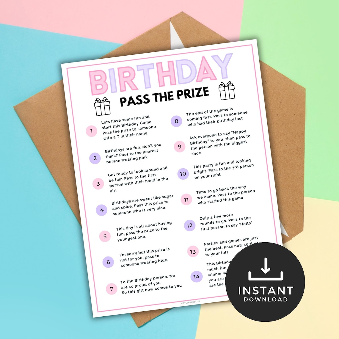 Pass the Parcel Party Game, Kids Party Printable Game, Birthday Party ...