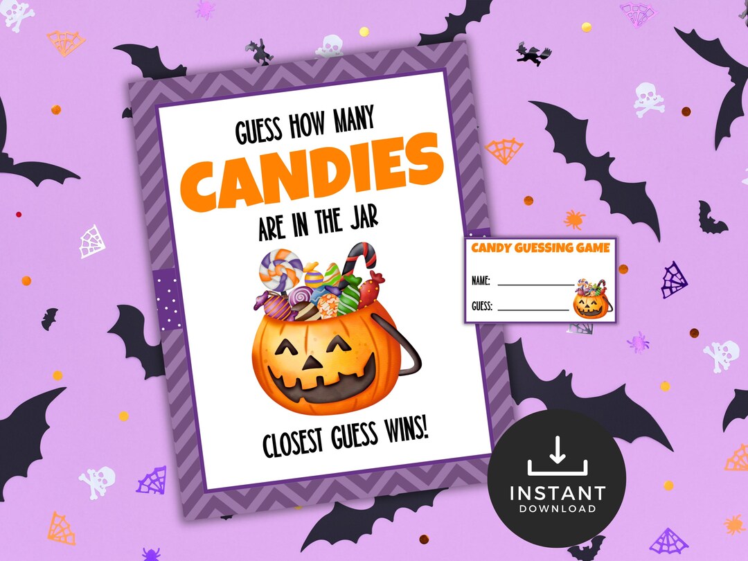 Halloween Guess How Many Candies, Candy Guessing Game, Fall Party Game ...