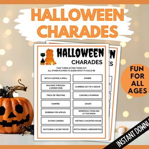 Halloween Charades, Halloween Printable Games, Halloween Family Game ...