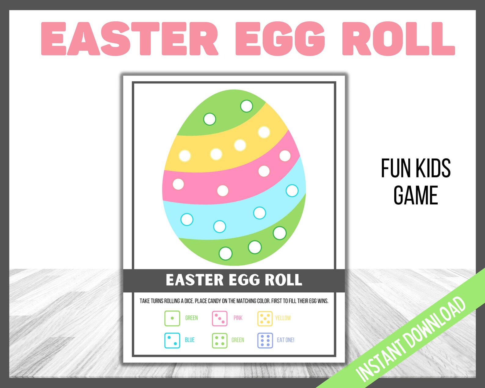 Kids Easter Egg Roll Game Easter Kids Games Printable | Etsy