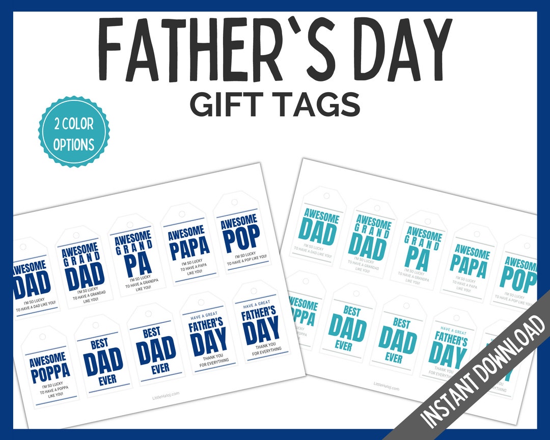 Happy Fathers Day Gift Tag, Printable Dad Tags, Grandpa Gift Tags, Papa ...