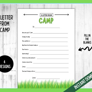 Printable Letter From Camp, Summer Camp Stationery, Kids Summer Camp ...