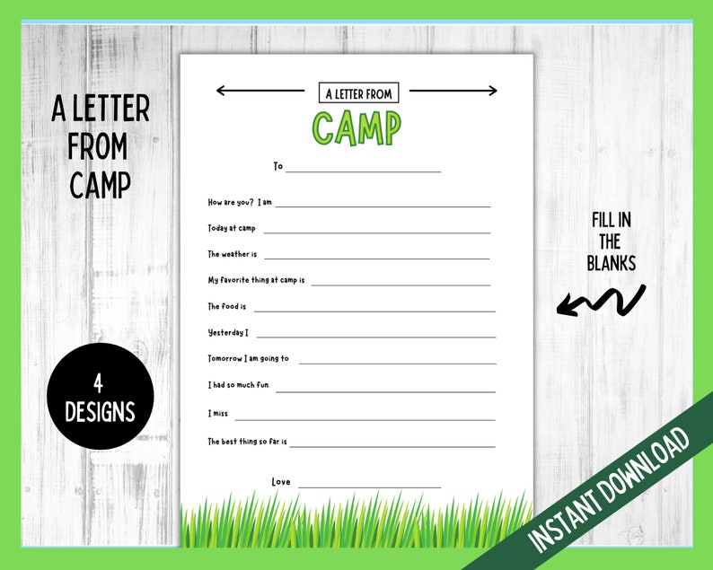 Printable Letter From Camp Summer Camp Stationery Kids - Etsy
