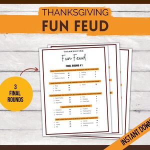 Fun Thanksgiving Feud Game, Printable Family Game, Friendly Feud ...