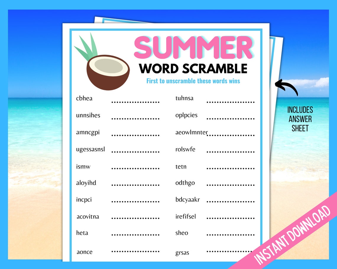 Summer Printable Games Bundle Summertime Activity Summer - Etsy